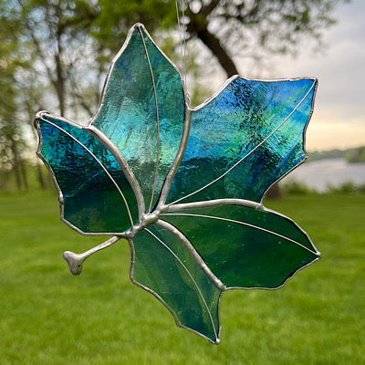 pre-cut spring leaf, 6.25" x 5.6" – River House Glass