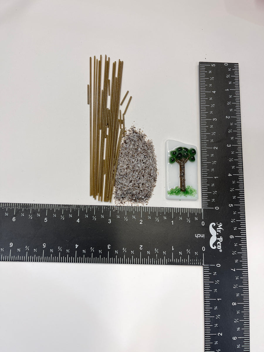 Tree trunks: frit mix and chocolate opal stringers for tree trunks, 96 ...